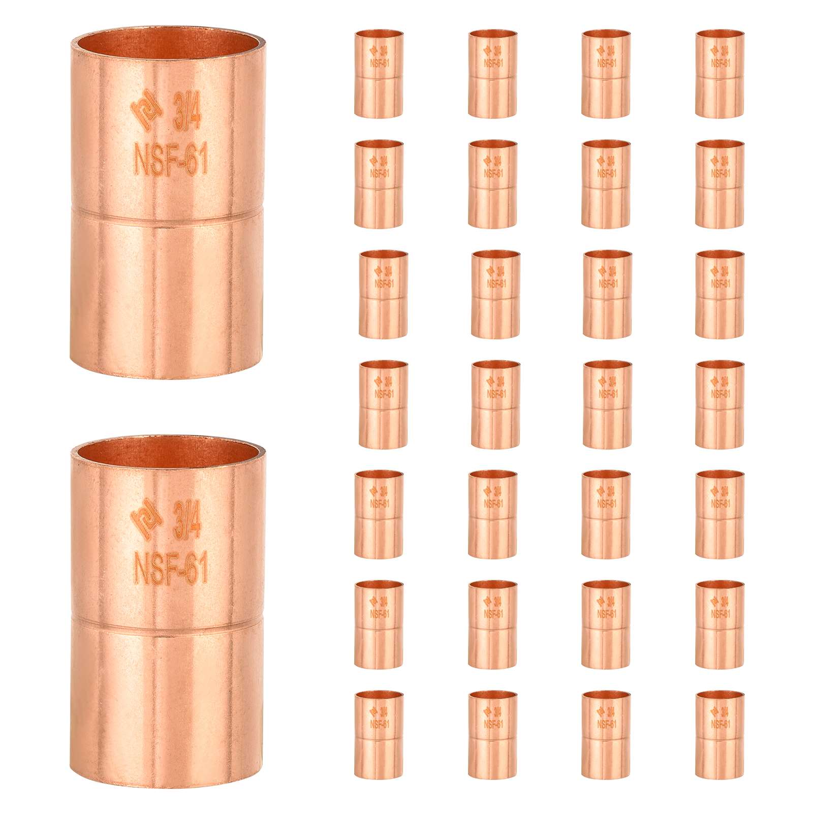 30 Pcs 1-1/2" Copper Coupling, No Stop at Wholesale Price