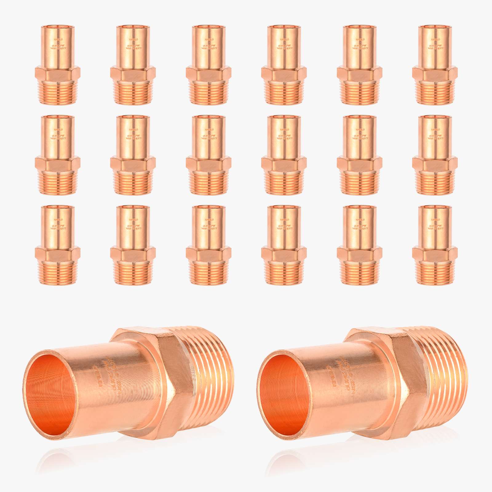 30 Pcs 3/4" FTG Press x 1/2" Male Threaded Copper Street Adapter (Lead ...