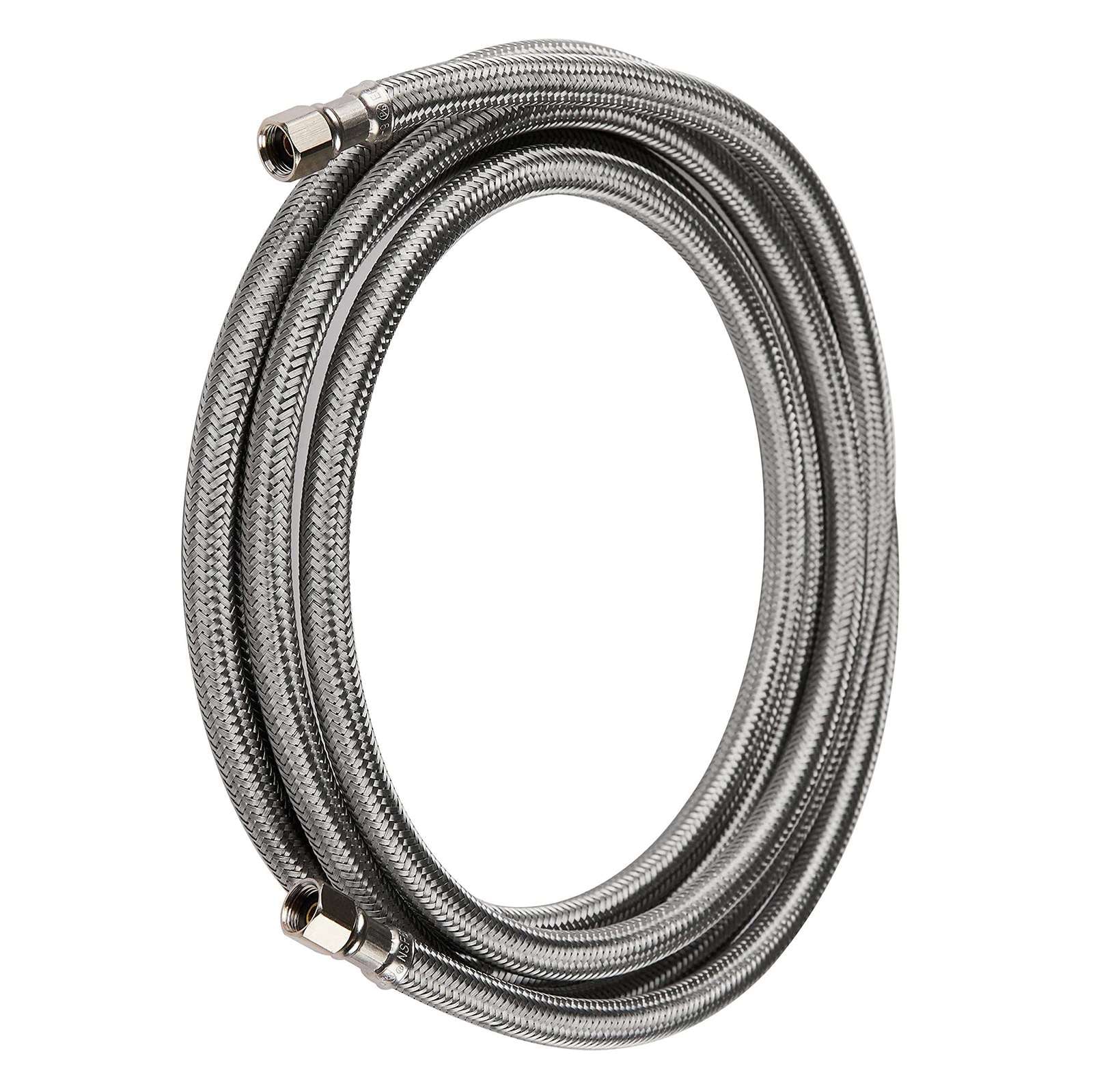 8 ft Ice Maker Hose, with 1/4" Comp by 1/4" Comp Connection, Stainless ...
