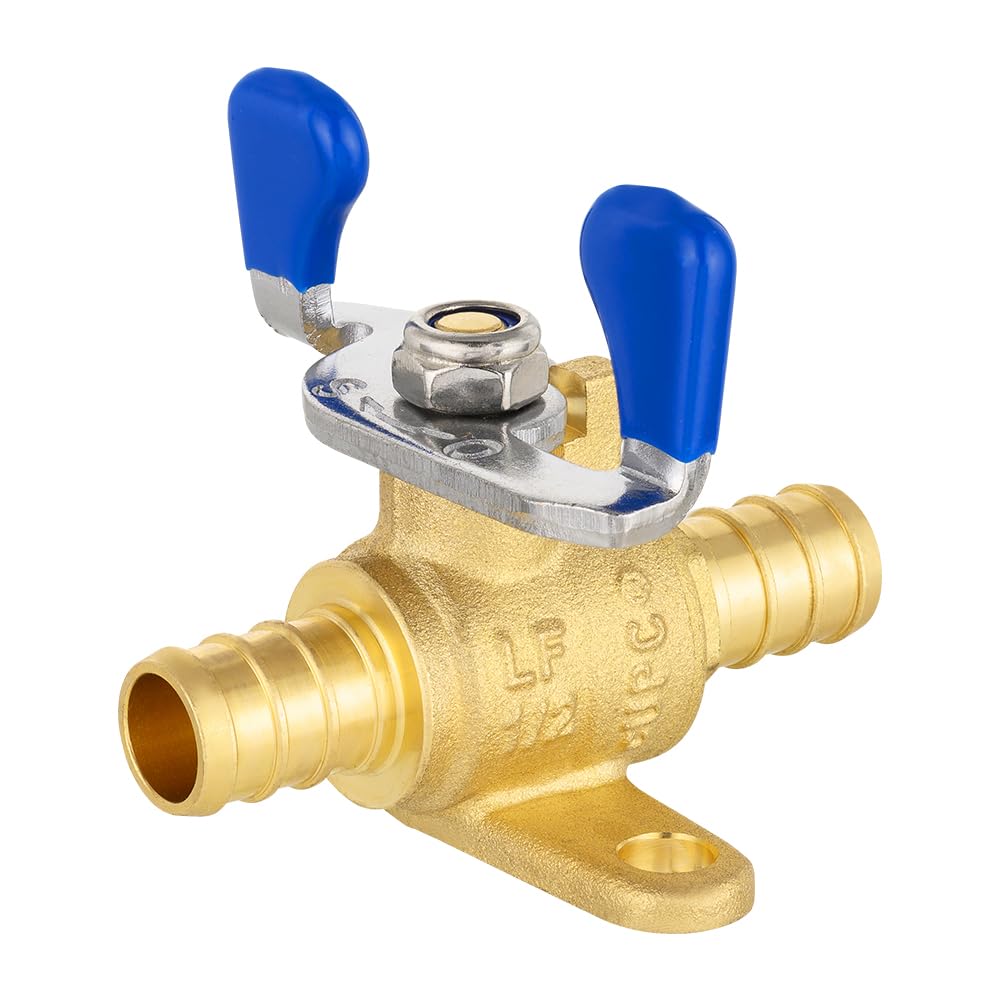 3/4" PEX Crimp Drop Ear Butterfly Ball Valve, Blue (Lead Free)