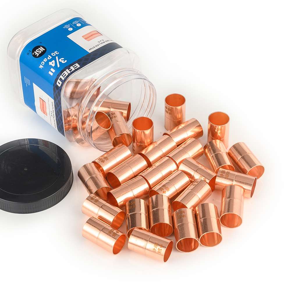 Pro 30 Pack 3/4" Copper Coupling With Rolled Stop