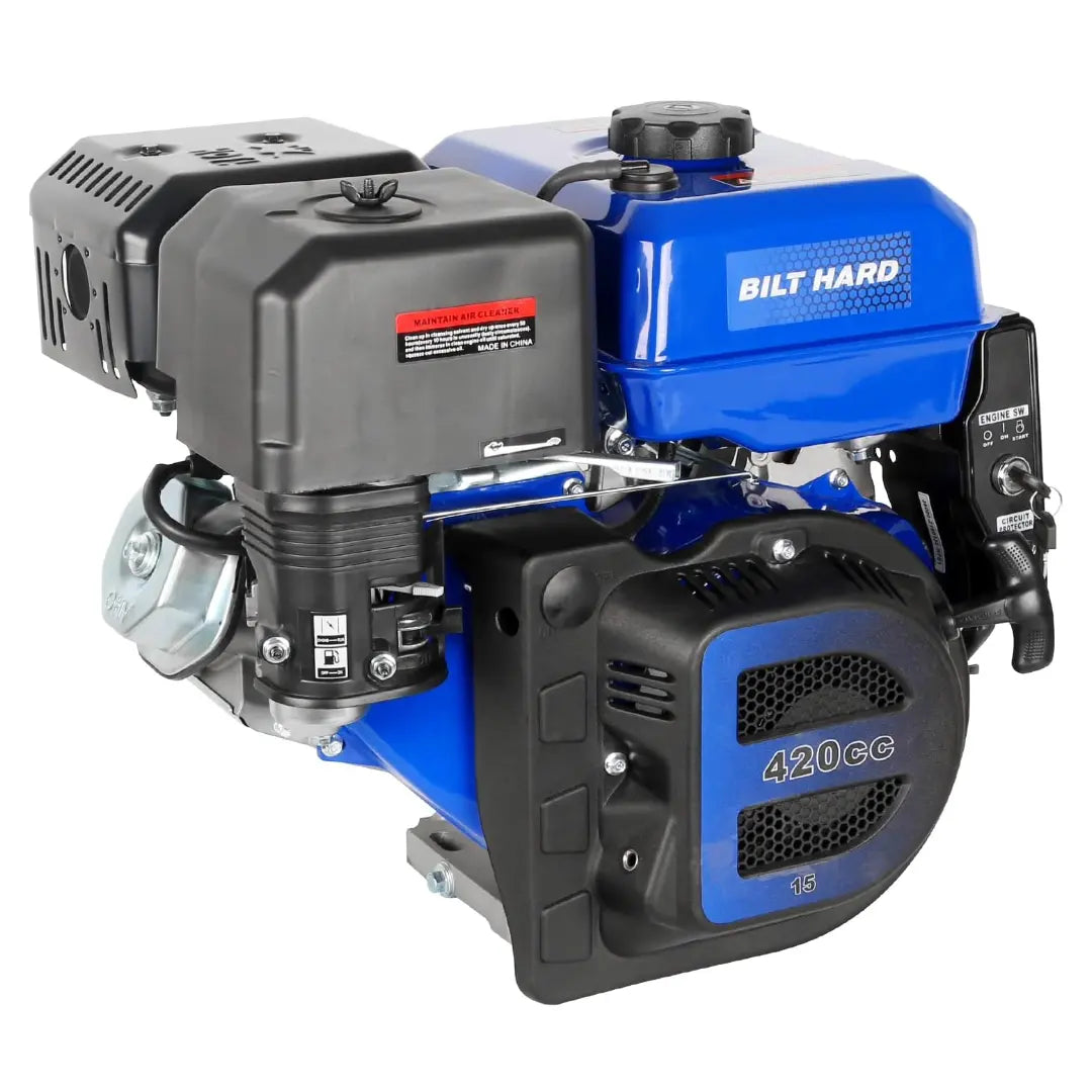 BILT HARD 420cc 15HP Gas Engine with Electric Start, Horizontal Shaft 4 ...