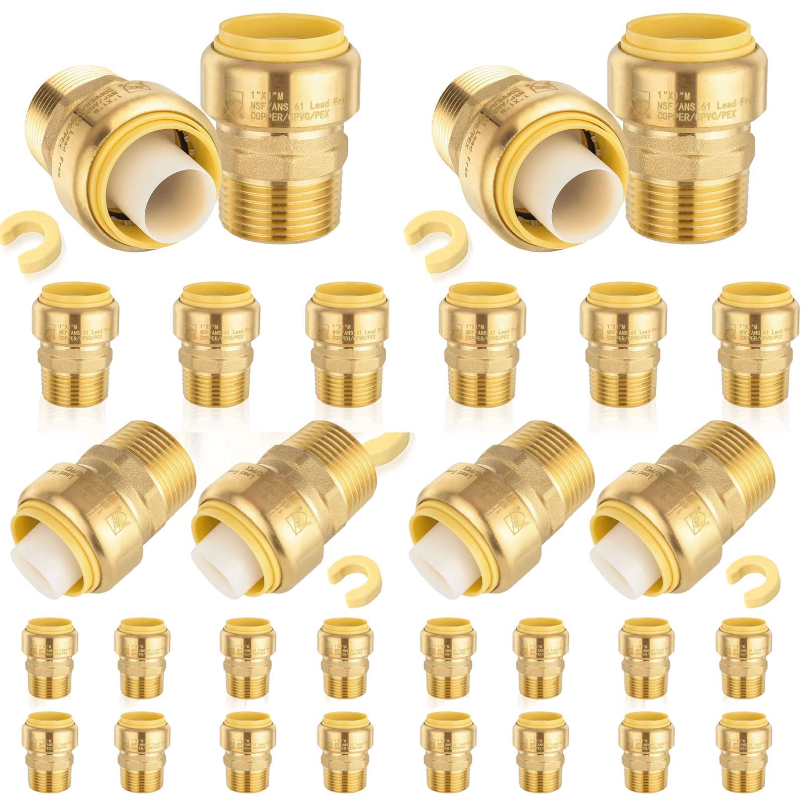 30 Pcs 1/2" x 1/2" M Push Fit Male Adapter