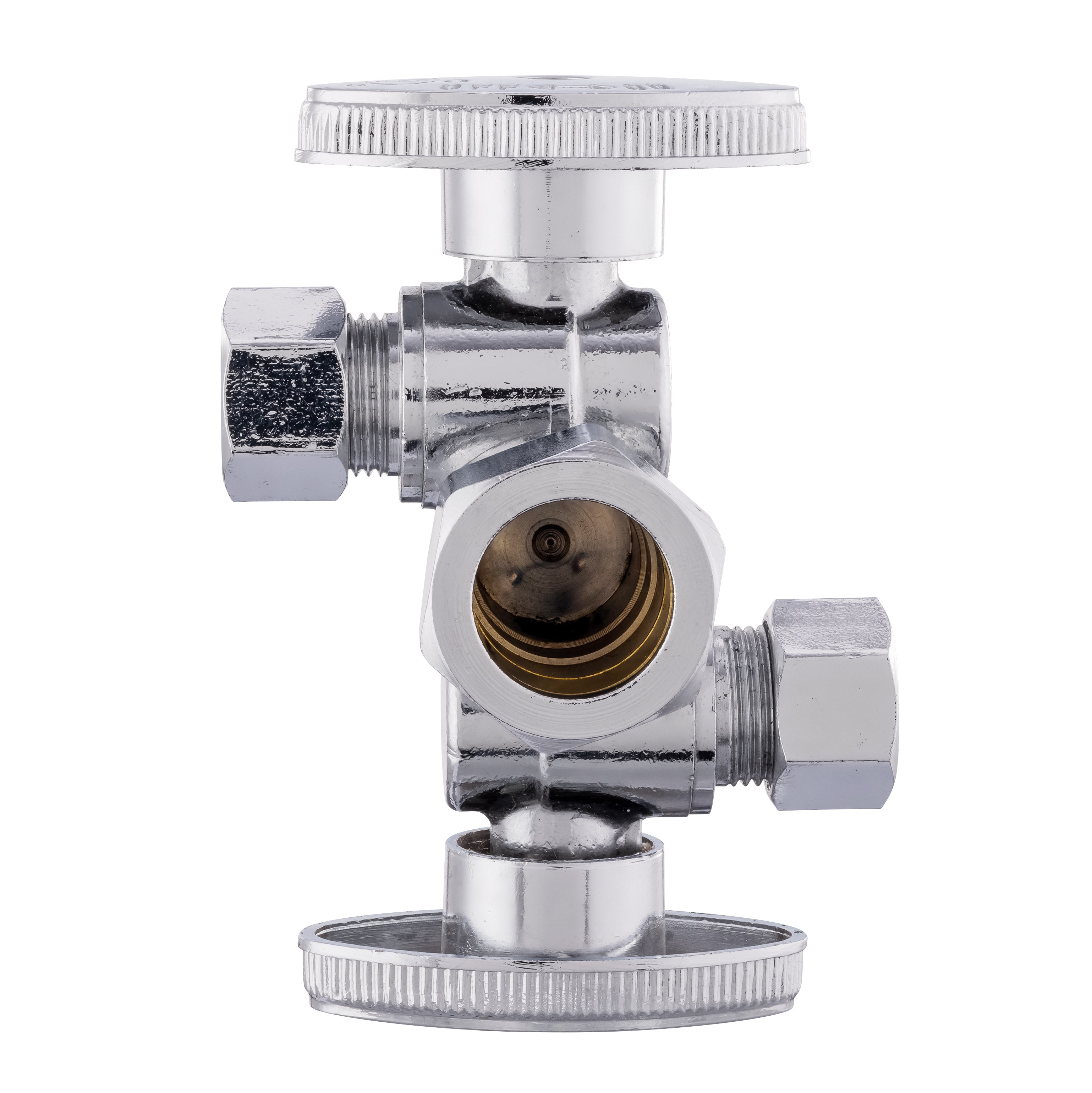 5/8" OD Compr. x 3/8" OD Compr. x 3/8" OD Compr. Dual Stop Valve, 1/4 ...