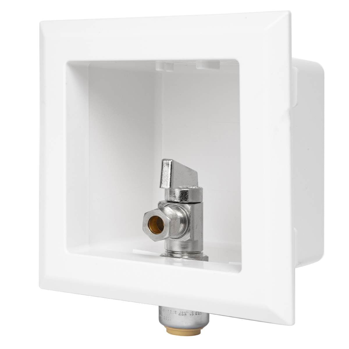1/2" Push fit Inlet, Toilet Outlet Box, with Installed 1/4 Turn Ball Valve