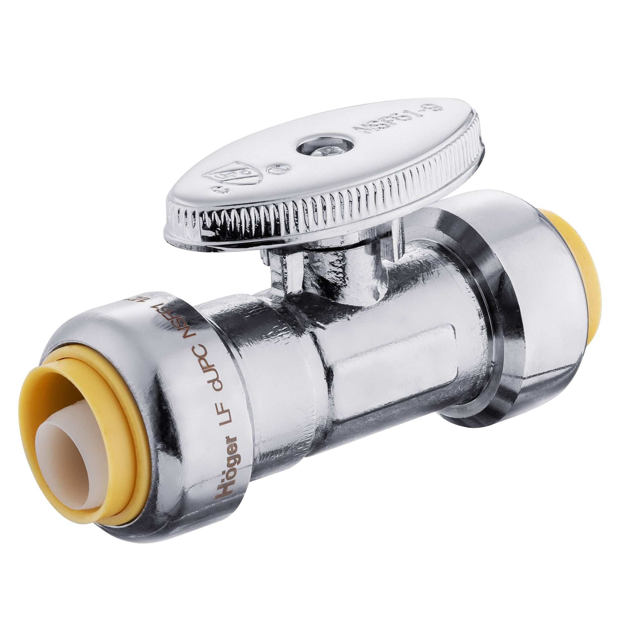 1/2" Push Connect x 1/2" Push Connect Straight Stop Valve, 1/4 Turn ...